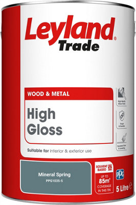 Leyland Trade Wood & Metal High Gloss Paint Mineral Spring (PPG1035-5) 5L