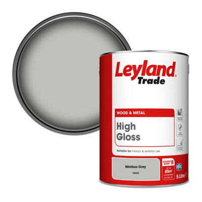 Leyland Trade Wood & Metal High Gloss Paint Nimbus Grey (10A03) 5L