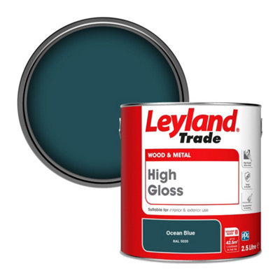 Leyland Trade Wood & Metal High Gloss Paint Ocean Blue (RAL 5020) 2.5L