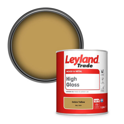 Leyland Trade Wood & Metal High Gloss Paint Ochre Yellow (RAL 1024) 1L