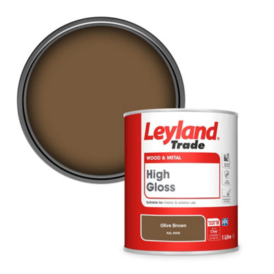 Leyland Trade Wood & Metal High Gloss Paint Olive Brown (RAL 8008) 1L