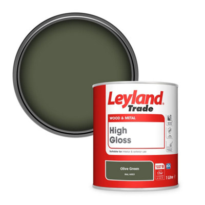 Leyland Trade Wood & Metal High Gloss Paint Olive Green (RAL 6003) 1L