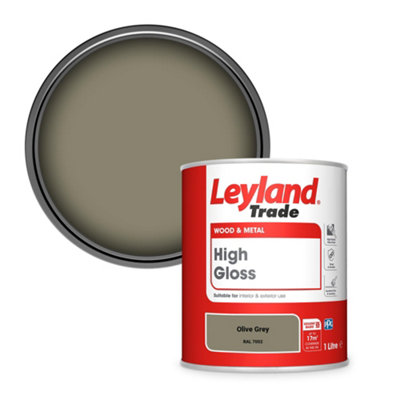 Leyland Trade Wood & Metal High Gloss Paint Olive Grey (RAL 7002) 1L