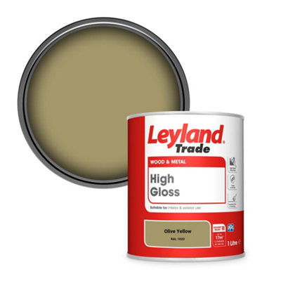 Leyland Trade Wood & Metal High Gloss Paint Olive Yellow (RAL 1020) 1L
