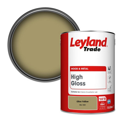 Leyland Trade Wood & Metal High Gloss Paint Olive Yellow (RAL 1020) 5L