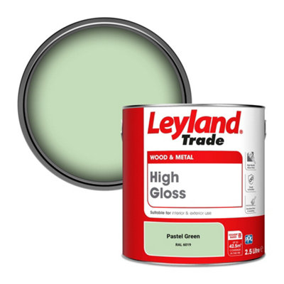 Leyland Trade Wood & Metal High Gloss Paint Pastel Green (RAL 6019) 2.5L