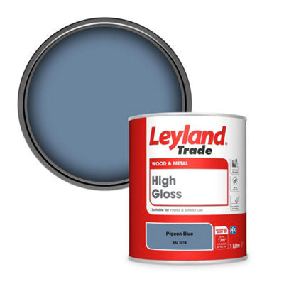 Leyland Trade Wood & Metal High Gloss Paint Pigeon Blue (RAL 5014) 1L