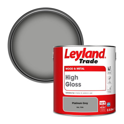 Leyland Trade Wood & Metal High Gloss Paint Platinum Grey (RAL 7036) 2.5L