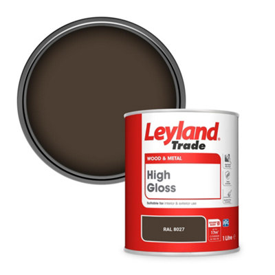 Leyland Trade Wood & Metal High Gloss Paint (RAL 8027) 1L