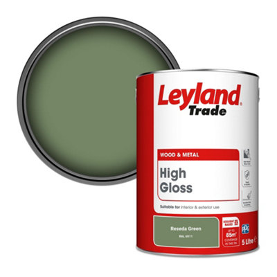 Leyland Trade Wood & Metal High Gloss Paint Reseda Green (RAL 6011) 5L
