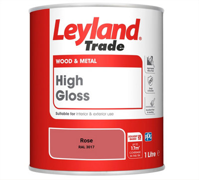 Leyland Trade Wood & Metal High Gloss Paint Rose (RAL 3017) 1L