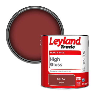 Leyland Trade Wood & Metal High Gloss Paint Ruby Red (RAL 3003) 2.5L