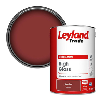 Leyland Trade Wood & Metal High Gloss Paint Ruby Red (RAL 3003) 5L