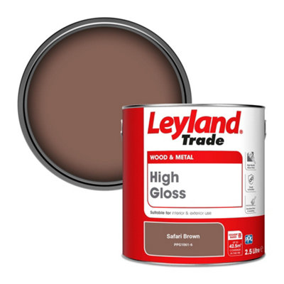Leyland Trade Wood & Metal High Gloss Paint Safari Brown (PPG1061-6) 2.5L