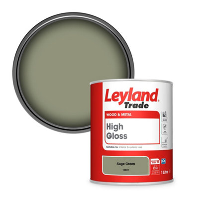 Leyland Trade Wood & Metal High Gloss Paint Sage Green (12B21) 1L