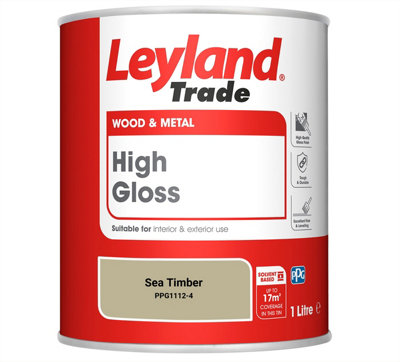 Leyland Trade Wood & Metal High Gloss Paint Sea Timber (PPG1112-4) 1L