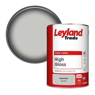 Leyland Trade Wood & Metal High Gloss Paint Shale Rock (PPG1002-3) 5L