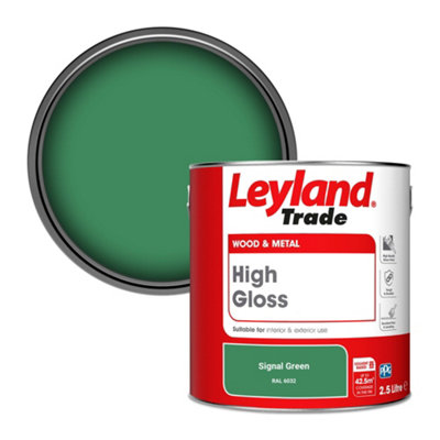 Leyland Trade Wood & Metal High Gloss Paint Signal Green (RAL 6032) 2.5L