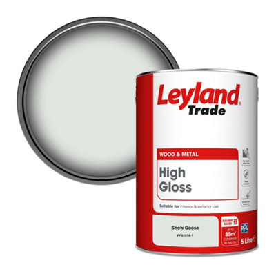 Leyland Trade Wood & Metal High Gloss Paint Snow Goose (PPG1010-1) 5L