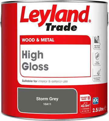 Leyland Trade Wood & Metal High Gloss Paint Storm Grey (10A11) 2.5L