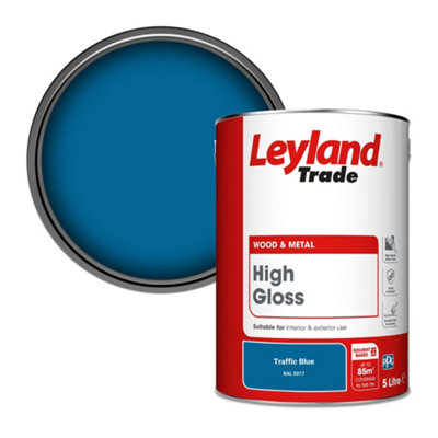 Leyland Trade Wood & Metal High Gloss Paint Traffic Blue (RAL 5017) 5L
