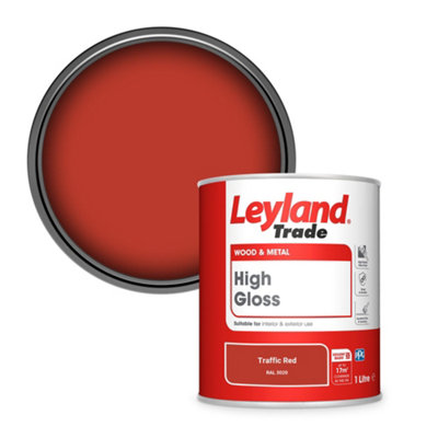 Leyland Trade Wood & Metal High Gloss Paint Traffic Red (RAL 3020) 1L