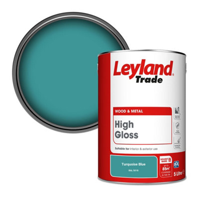 Leyland Trade Wood & Metal High Gloss Paint Turquoise Blue (RAL 5018) 5L