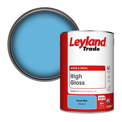 Leyland Trade Wood & Metal High Gloss Paint Xavier Blue (PPG1240-4) 5L
