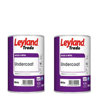Leyland Trade Wood & Metal Undercoat Paint Brilliant White 750ml Pack of 2