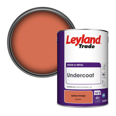 Leyland Trade Wood & Metal Undercoat Paint Salmon Orange (RAL 2012) 5L