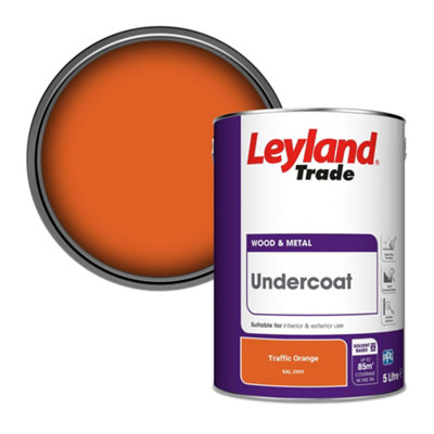 Leyland Trade Wood & Metal Undercoat Paint Traffic Orange (RAL 2009) 5L