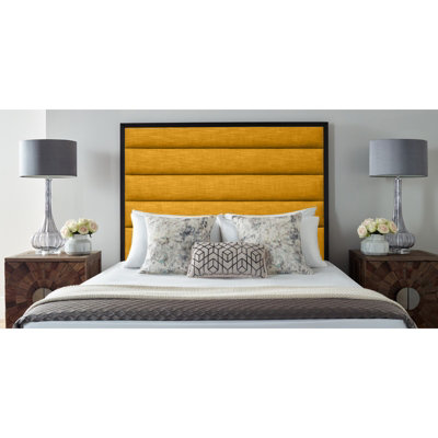 Leyton 54 inch Floorstanding Headboard Plush Velvet - Mustard | DIY at B&Q