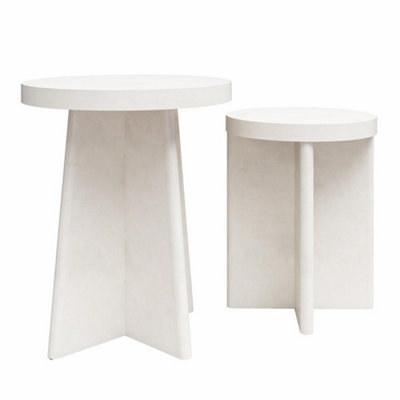 Liam Round End Tables 2-pack Plaster