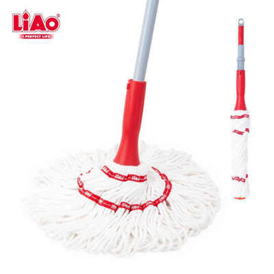 LIAO Extendable Twist Mop Microfibre Cotton Head Adjustable Handle Self ...