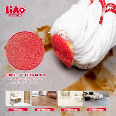 LIAO Extendable Twist Mop Microfibre Cotton Head Adjustable Handle Self ...