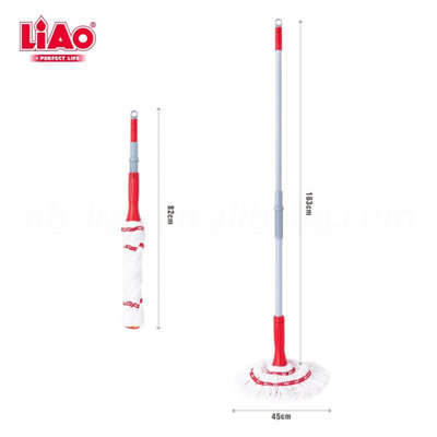 LIAO Extendable Twist Mop Microfibre Cotton Head Adjustable Handle Self ...