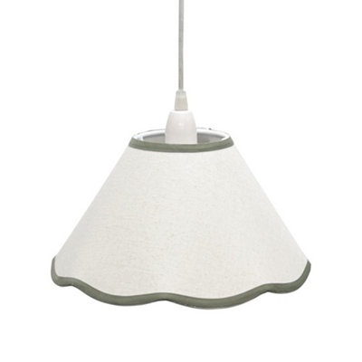 Libby - Natural Linen with Sage Green Trim 27cm Pendant or Lamp Shade