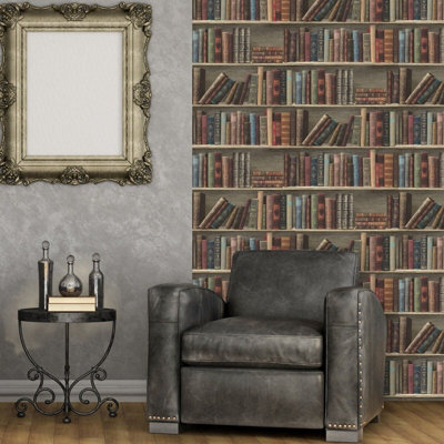 Library Books Antique Wallpaper 3D Realistic Effect Retro Classic Book ...