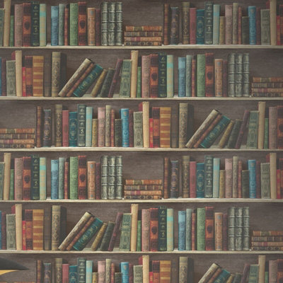 Library Books Antique Wallpaper 3D Realistic Effect Retro Classic Book ...