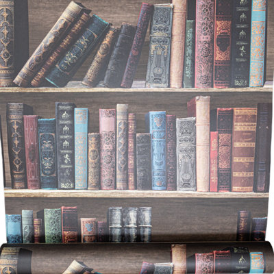 Library Books Antique Wallpaper 3D Realistic Effect Retro Classic Book ...