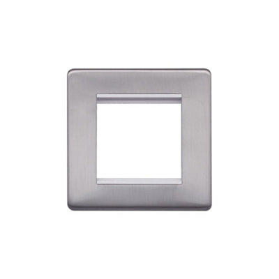 Lieber Brushed Chrome Single Data Plate 2 Modules - White Insert ...