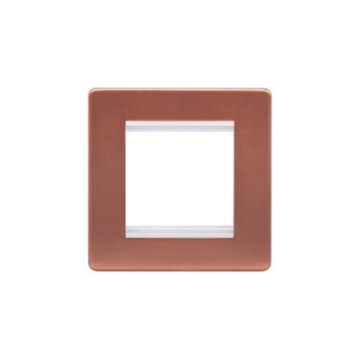 Lieber Brushed Copper Single Data Plate 2 Modules - White Insert ...