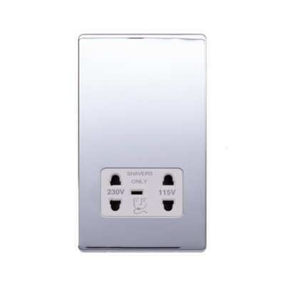 Lieber Polished Chrome Shaver Socket 230/115V Plate - White Insert ...