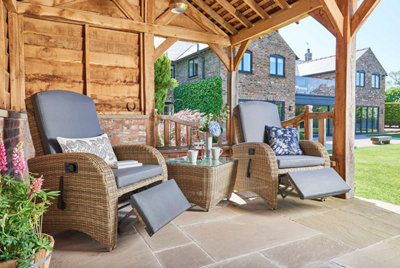 Buy LIFE Diva Weave Recliner Garden Furniture Set - Camel/Carbon at B&Q