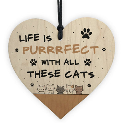 Life Is Perfect With All These Cats Sign Home Sign Funny Crazy Cat Lady ...