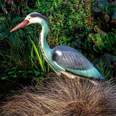 Life-Sized Decoy Heron - Weatherproof Realistic Bird Scaring Humane ...
