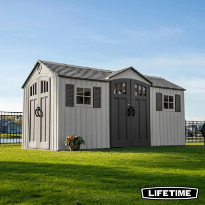 Lifetime 15ft x 8ft (4.5 x 2.5m) Dual Entry Outdoor Storage Shed ...