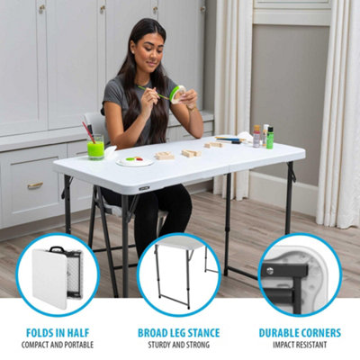 Lifetime 4 Foot Adjustable Fold In Half Table Light Commercial