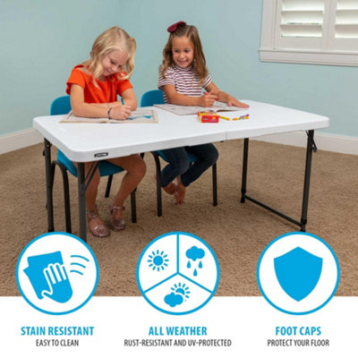 Lifetime 4 Foot Adjustable Fold In Half Table Light Commercial