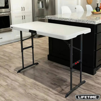 Lifetime 4ft Adjustable Height Folding Table Commercial Grade Nesting ...